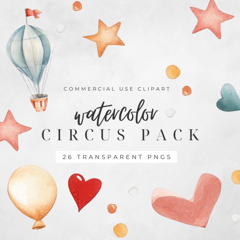 Watercolor Circus Clipart Pack, Circus Animal Clipart, Pastel Circus ...