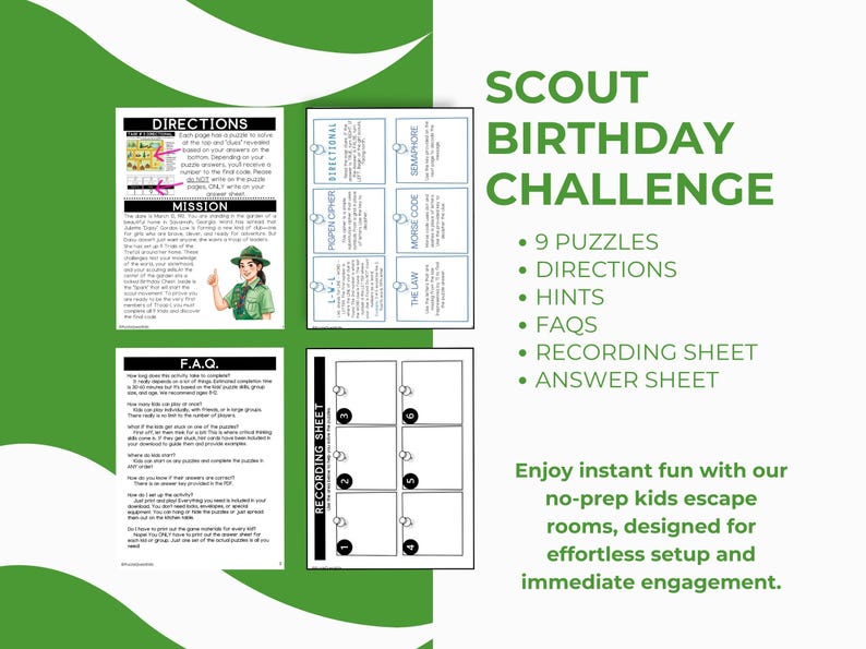 Scout Birthday Challenge Escape Room – Printable Puzzle Challenge (PDF ...