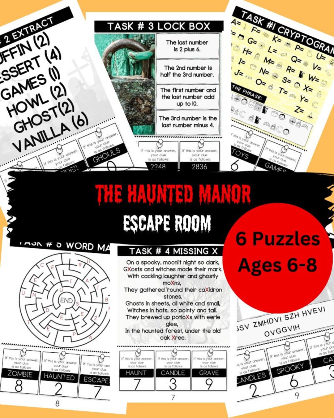 Escape Room for Kids - Haunted Manor - Halloween - Printable Party Game ...