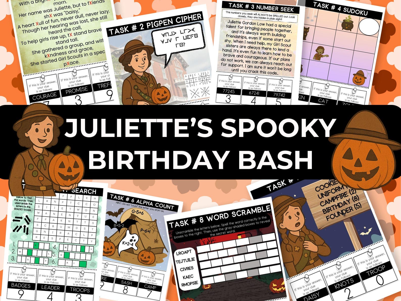 A Printable Girl Scout Escape Room : Juliette's Spooky Birthday Bash - Etsy