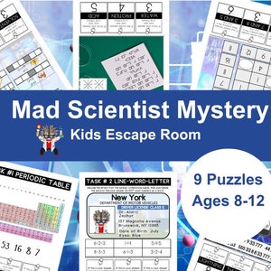 Escape Room for Kids - Mad Scientist Mystery - Printable Escape Room ...