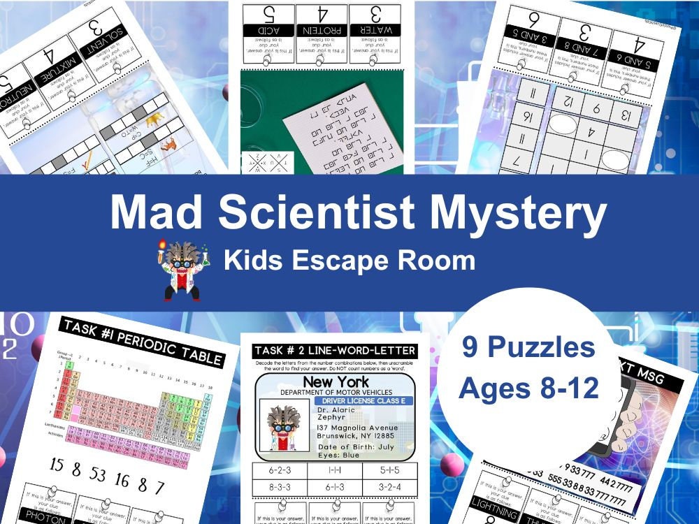Escape Room for Kids - Mad Scientist Mystery - Printable Escape Room ...