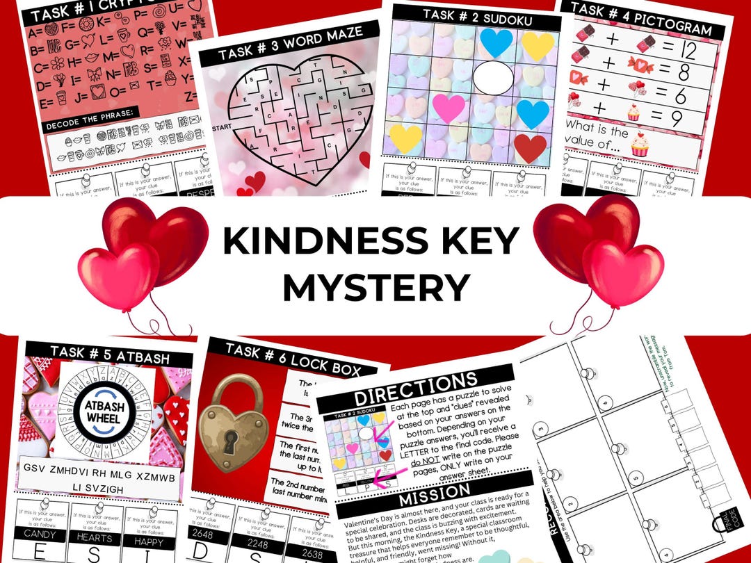 Valentine's Day Escape Room for Kids - Kindness Key Mystery - Ages 6-10 ...