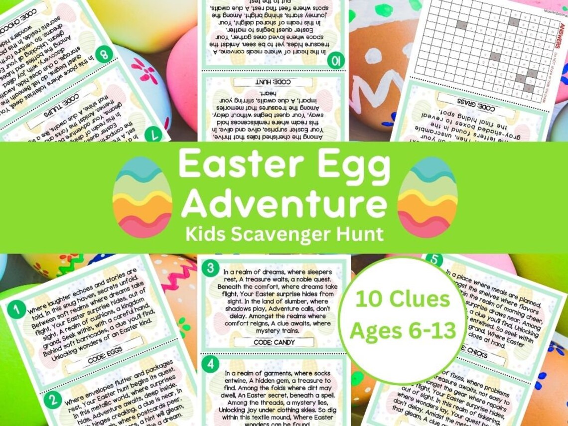 Kids Scavenger Hunt - Easter Egg Adventure - Printable Treasure Hunt ...