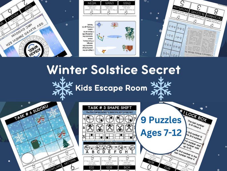Escape Room for Kids Winter Solstice Secret Winter Escape Room Kids ...