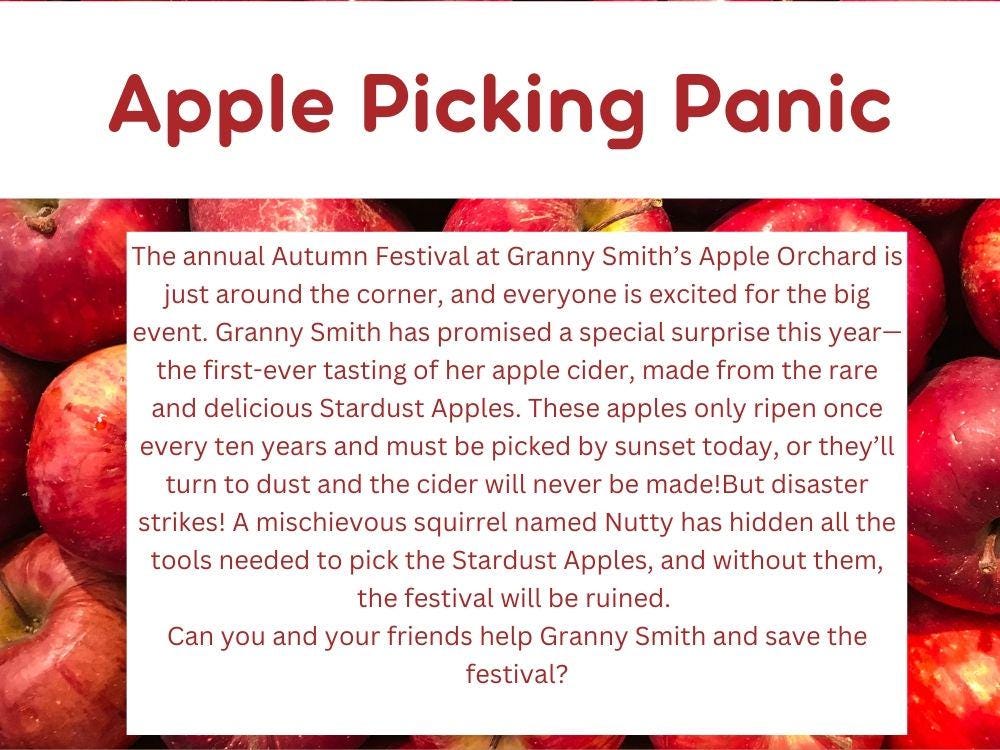 Escape Room for Kids - Apple Picking Panic - Fall Escape Room - Kids ...