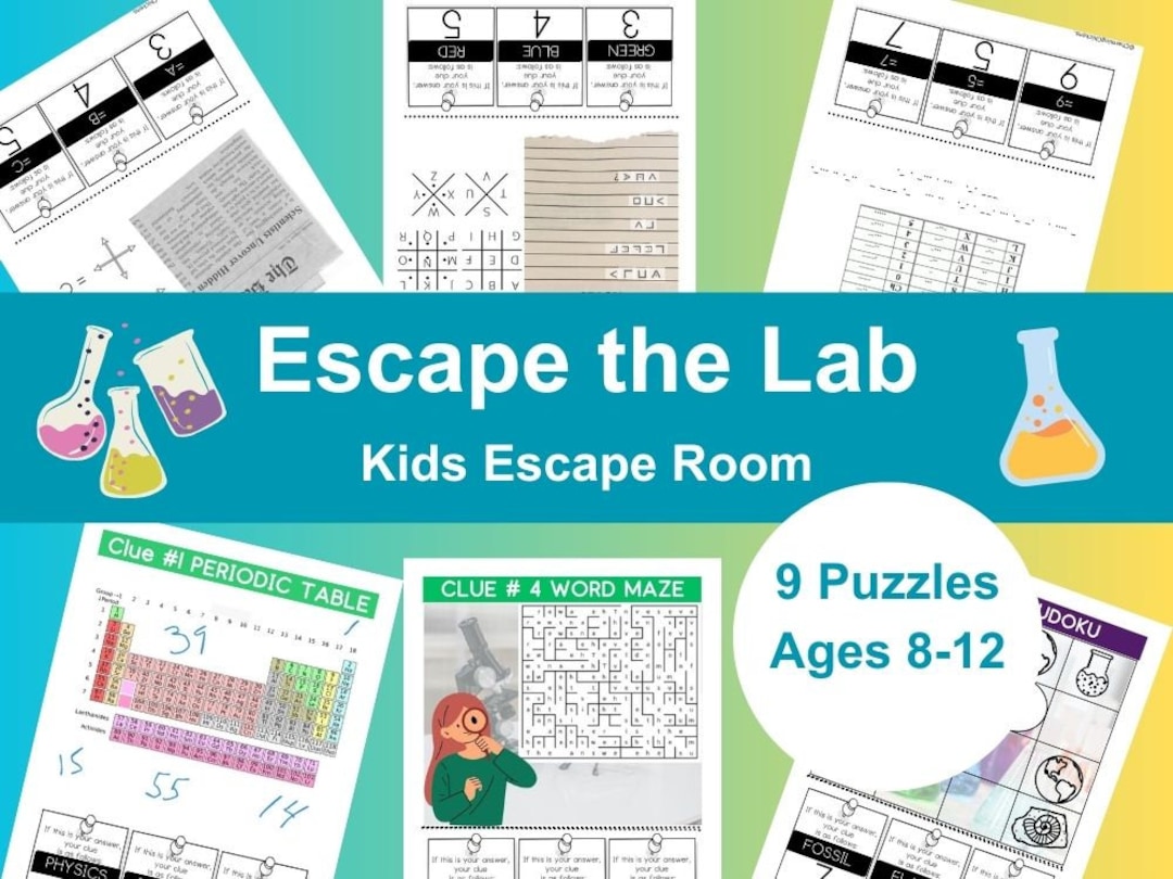 Kids Escape Room: Escape the Lab - 9 Puzzle Challenges (PDF) - Etsy