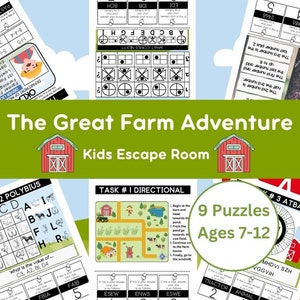 Farm Adventure Escape Room for Kids: Printable Puzzle Game (ages 7-12 ...