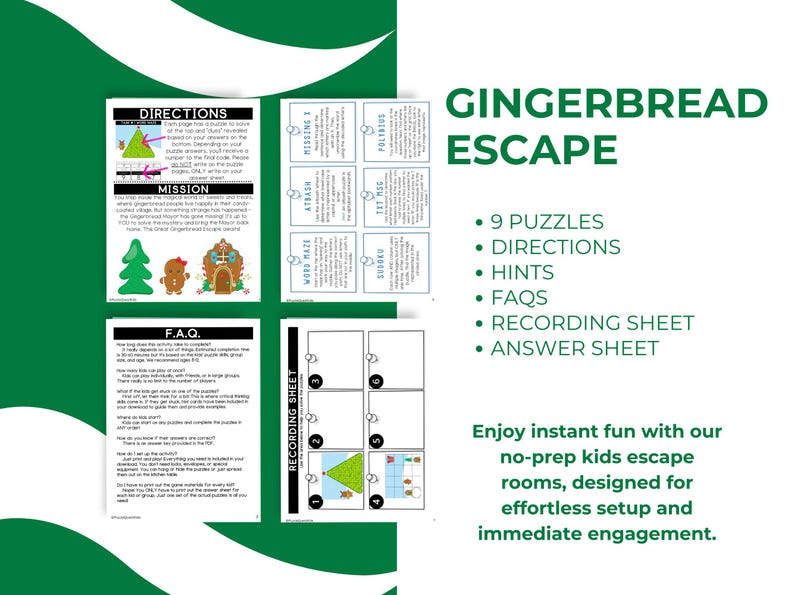 Printable Escape Room for Kids - Gingerbread Escape - Ages 7-12 - Etsy