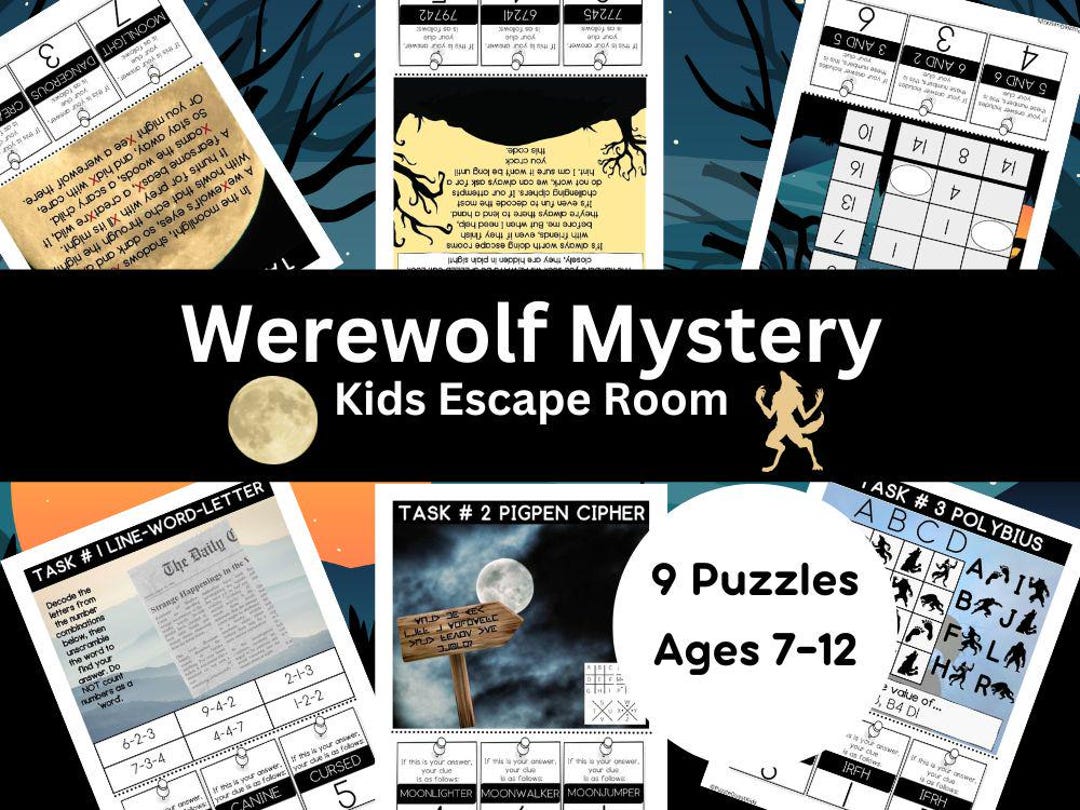 Escape Room for Kids - Werewolf Mystery - Kids Escape Room - Printable ...