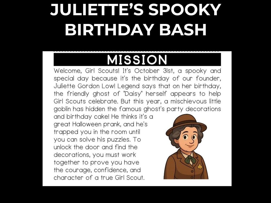 A Printable Girl Scout Escape Room : Juliette's Spooky Birthday Bash - Etsy