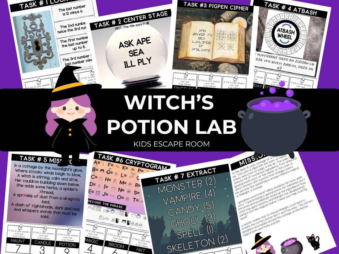 Witch's Potion Lab Escape Room Kit: Kids Halloween Party (printable) - Etsy