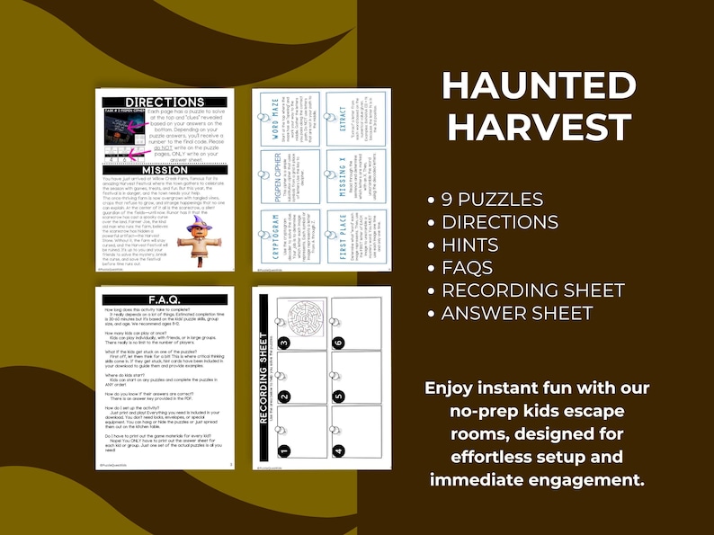 Haunted Harvest Escape Room for Kids: Fall Halloween Printable (ages 7 ...