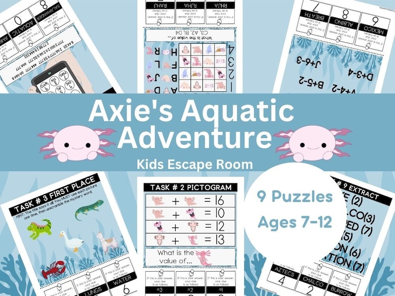Axolotl Escape Room: Axie's Aquatic Adventure, Ages 7-12 (PDF) - Etsy
