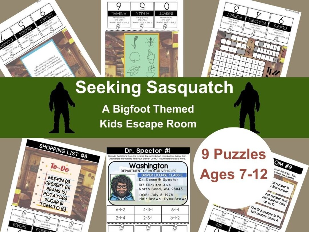 Bigfoot-themed Printable Escape Room for Kids: Seeking Sasquatch - Etsy