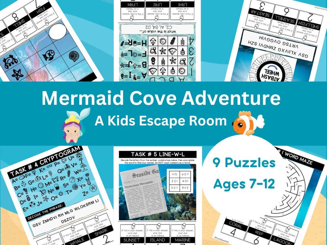 Mermaid Cove Escape Room for Kids: 9 Puzzle Challenges (printable) - Etsy