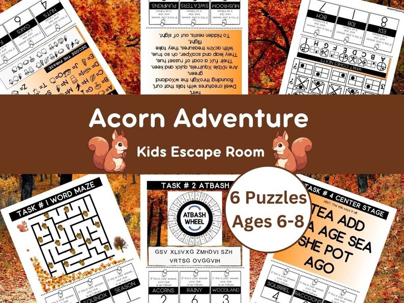 Escape Room for Kids - Acorn Adventure - Ages 6-8 - Etsy