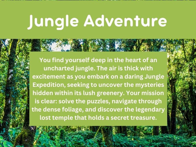 Escape Room for Kids - Jungle Adventure - Ages 7-12 - Etsy