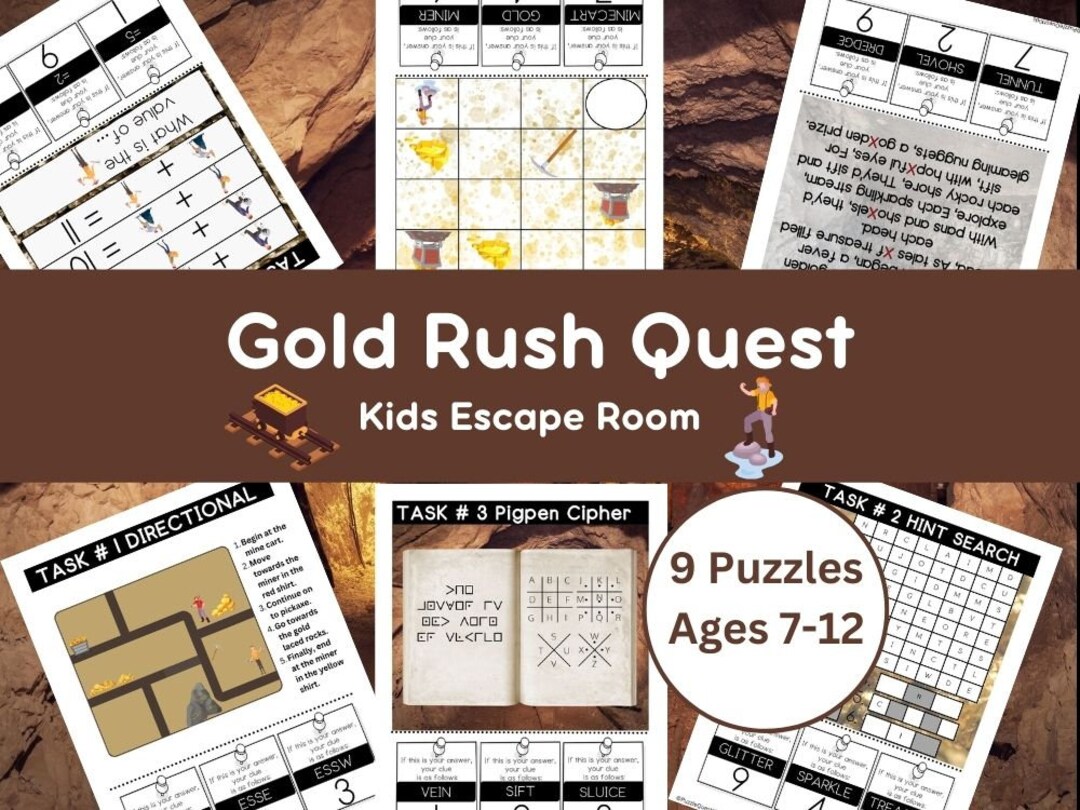 Gold Rush Escape Room Kit: Printable Puzzle Quest, Ages 7-12 (PDF) - Etsy