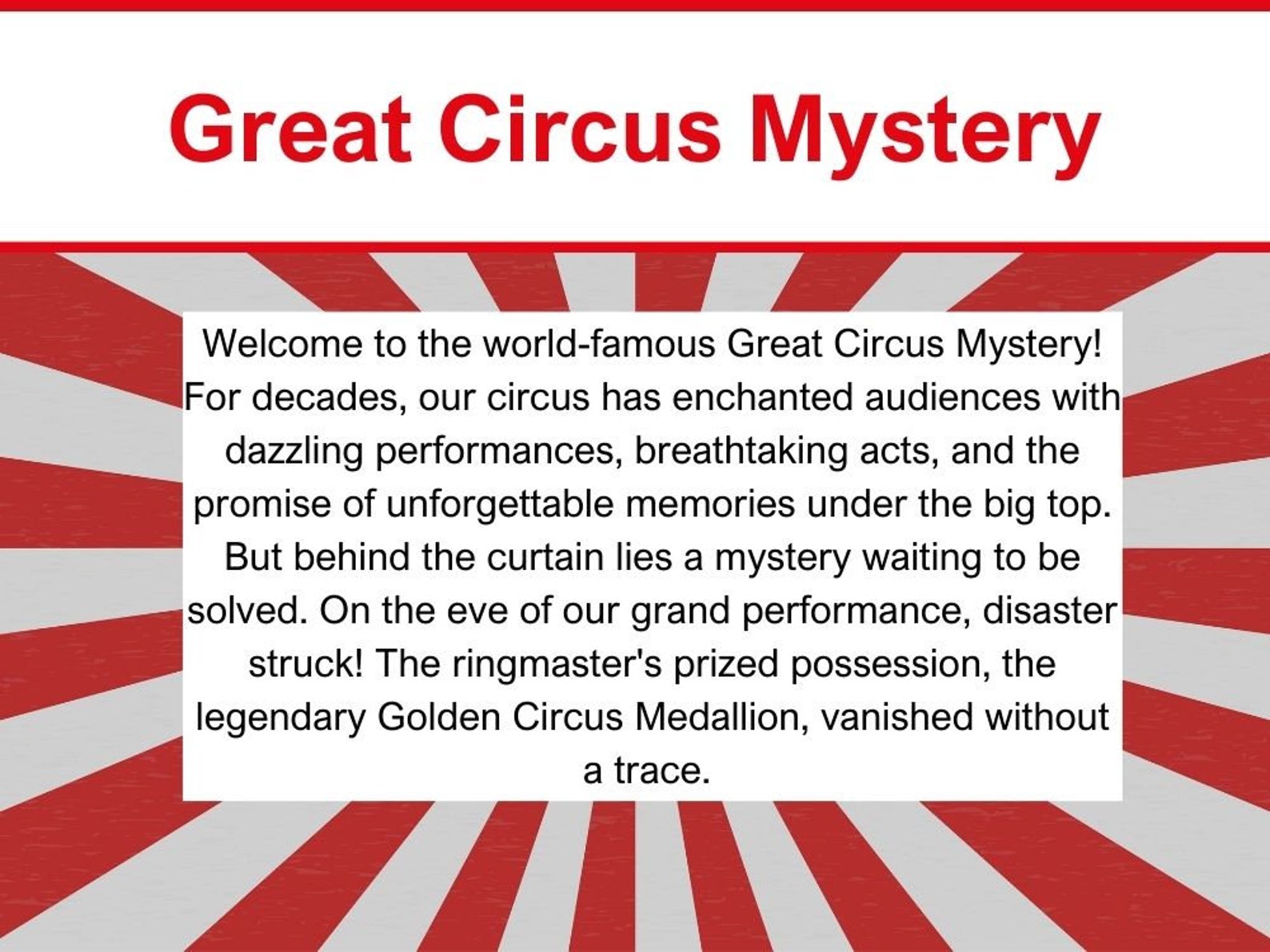 Circus Mystery Escape Room for Kids: Printable Puzzle Game (ages 7-12 ...