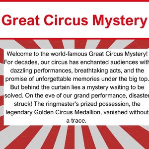 Circus Mystery Escape Room for Kids: Printable Puzzle Game (ages 7-12 ...