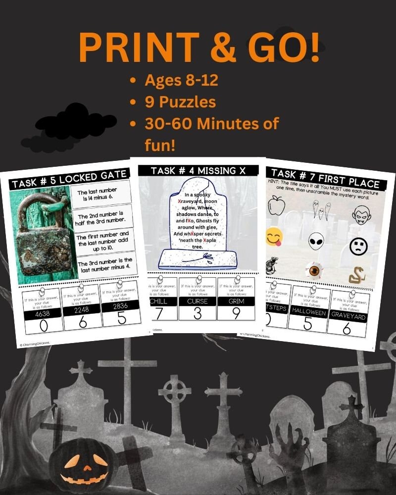 Haunted Graveyard Escape Room for Kids: Halloween Printable Activity - Etsy