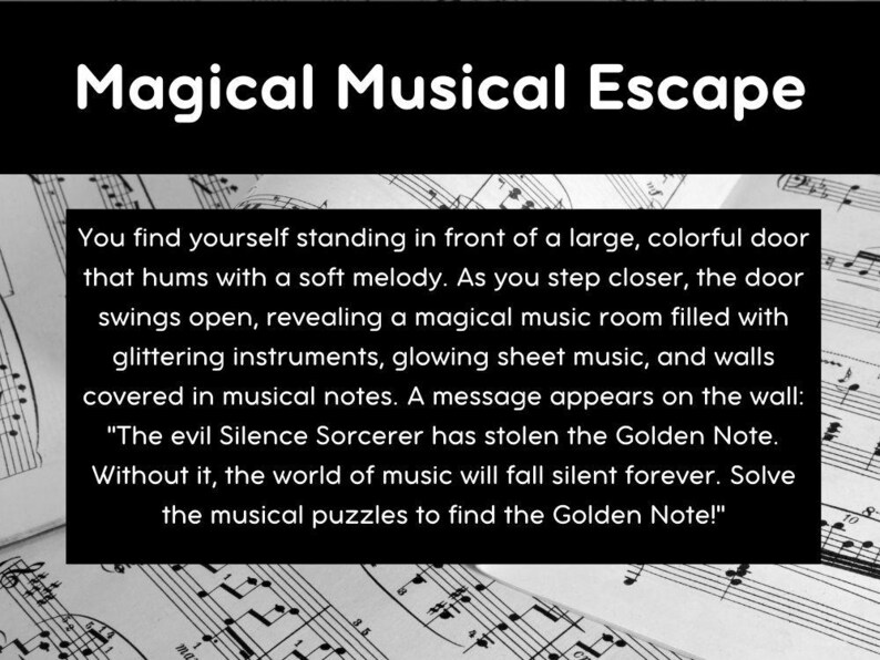 Magical Musical Escape Room Kit: Kids Printable Party Game (ages 7-12 ...