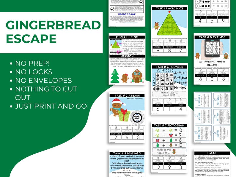 Printable Escape Room for Kids - Gingerbread Escape - Ages 7-12 - Etsy