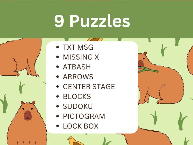 Escape Room for Kids Capybara Capers Kids Escape Room Printable Escape ...