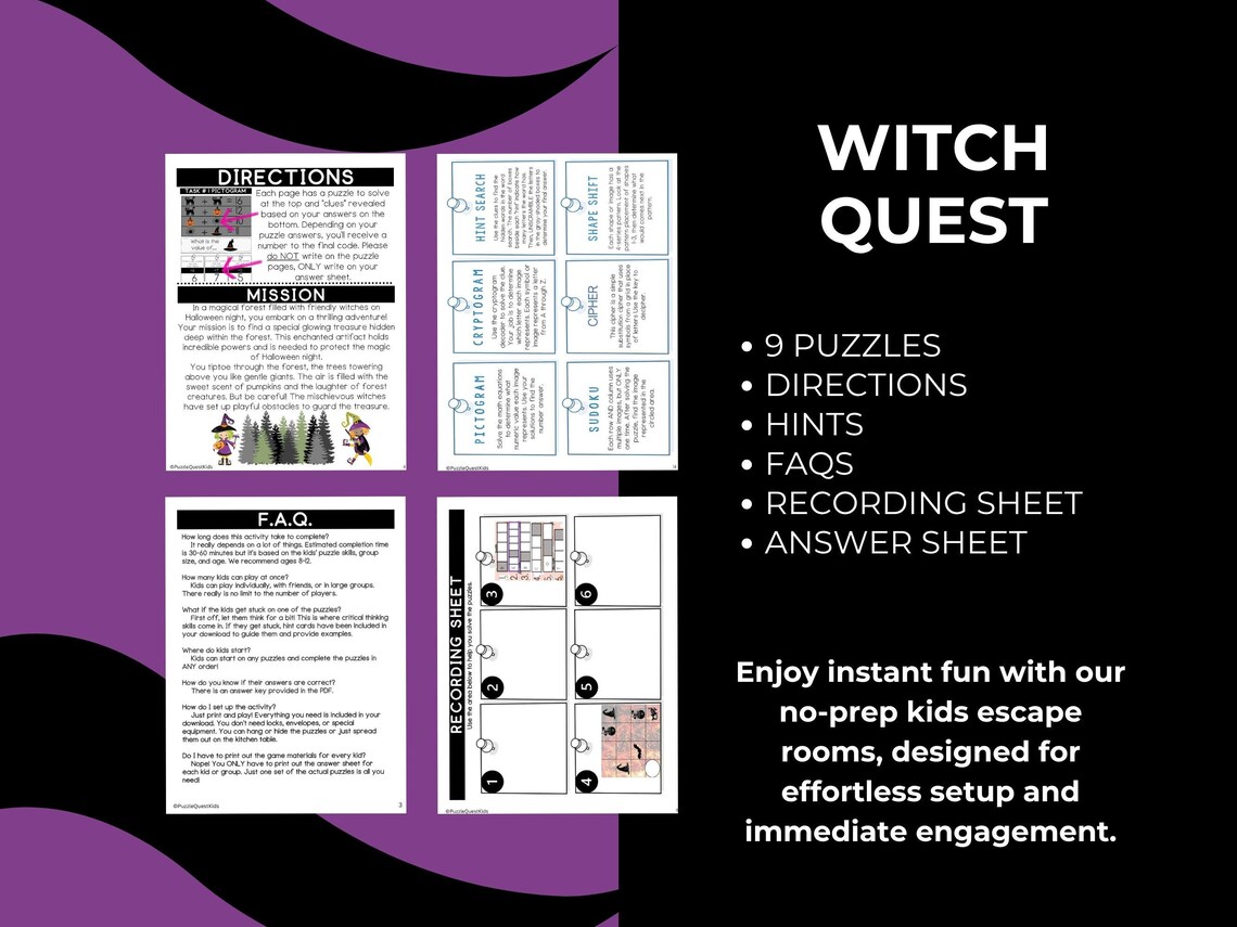 Witch Quest Escape Room for Kids: Halloween Puzzle Game (PDF) - Etsy