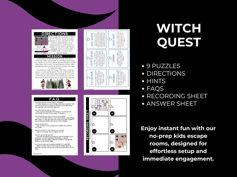 Witch Quest Escape Room for Kids: Halloween Puzzle Game (PDF) - Etsy