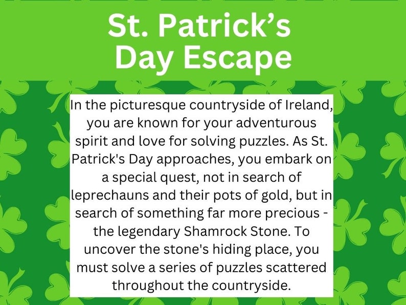 Escape Room for Kids - Shamrock Adventure - St. Patrick's Day Escape ...