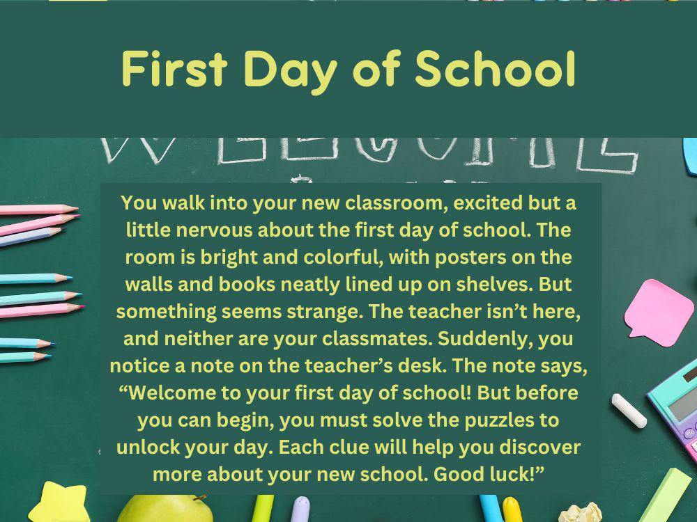 Escape Room for Kids - First Day of School Adventure - Kids Escape Room ...