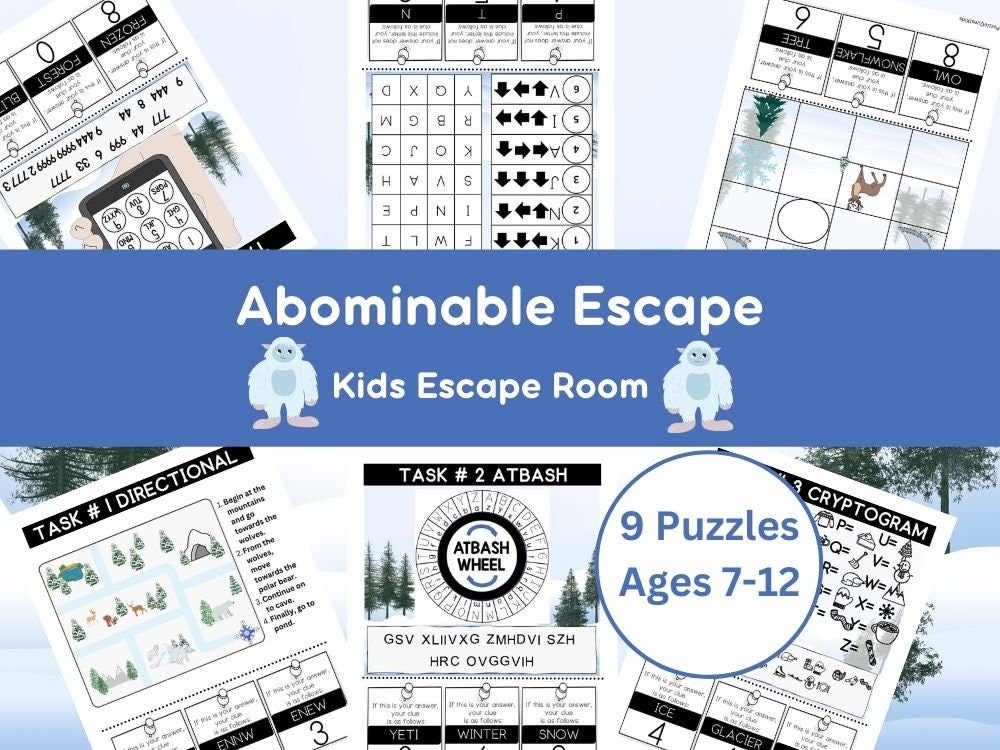 Escape Room for Kids - Abominable Escape - Ages 7-12 - Etsy