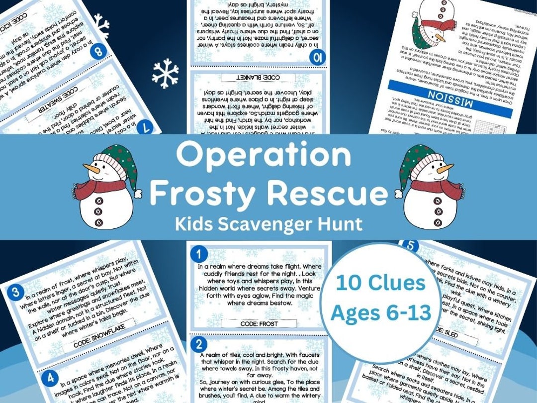 Winter Scavenger Hunt for Kids - Operation Frosty Rescue - Ages 6-13 - Etsy