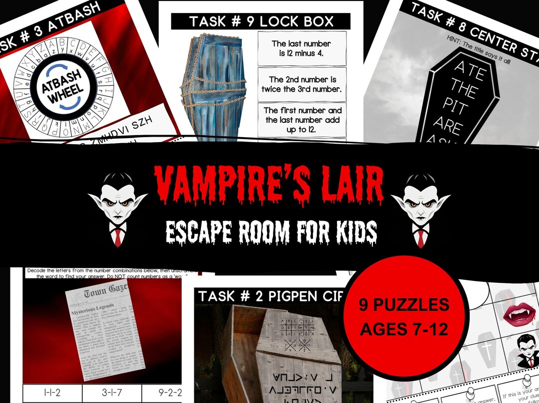 Vampire's Lair Escape Room Kit: Halloween Party Game (printable) - Etsy