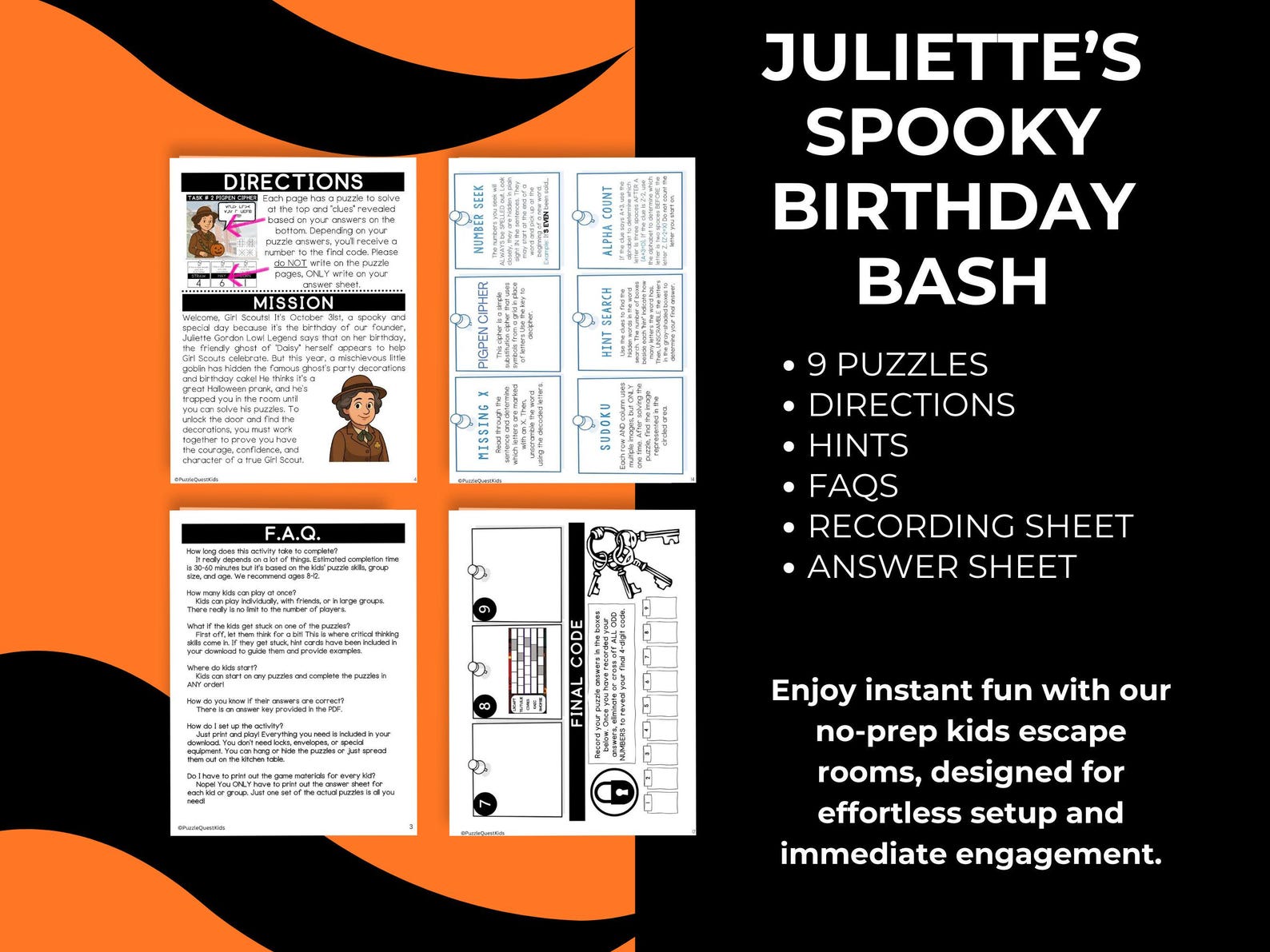 A Printable Girl Scout Escape Room : Juliette's Spooky Birthday Bash - Etsy