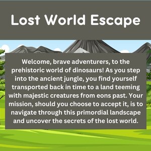 Dinosaur Escape Room Kit: Lost World Adventure, Ages 7-12 (printable ...