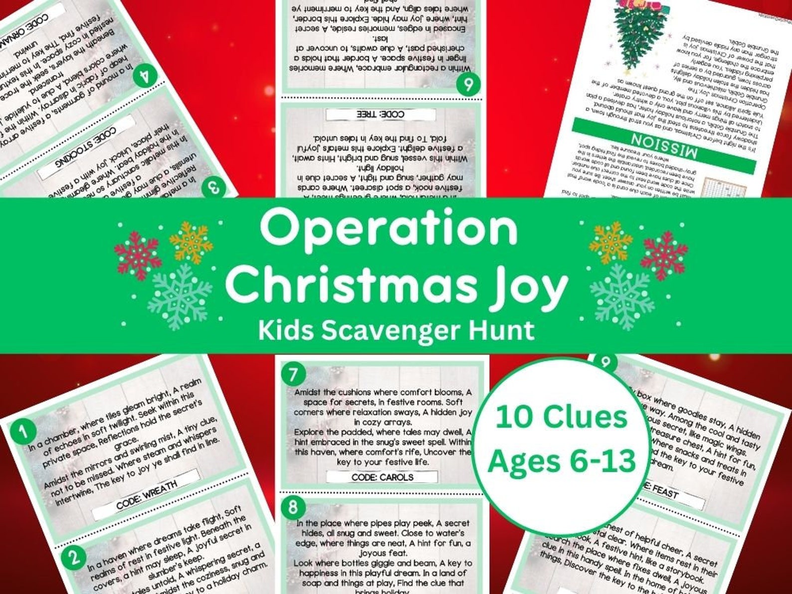 Christmas Scavenger Hunt - Operation Christmas Joy - Kids Ages 6-13 - Etsy