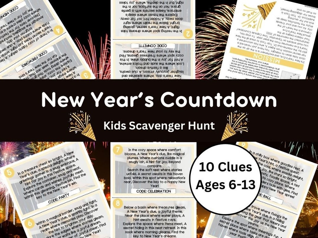 Scavenger Hunt for Kids - New Year's Countdown - Ages 6-13 - Etsy