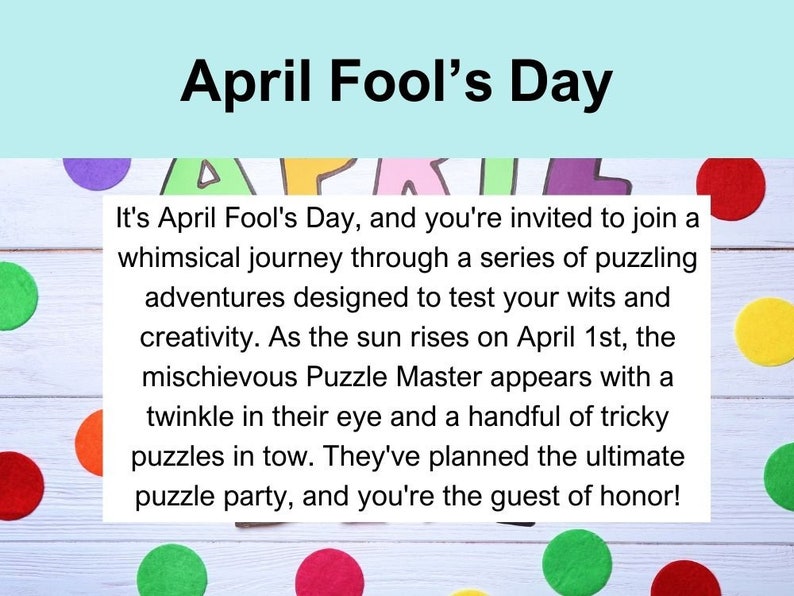 Escape Room for Kids - April Fool's Day Escape Room - Kids Escape Room ...