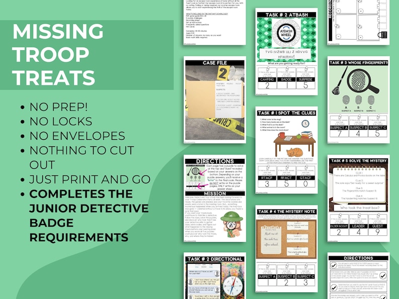 Scout Themed Printable Escape Room for Junior Scouts | Detective Badge ...