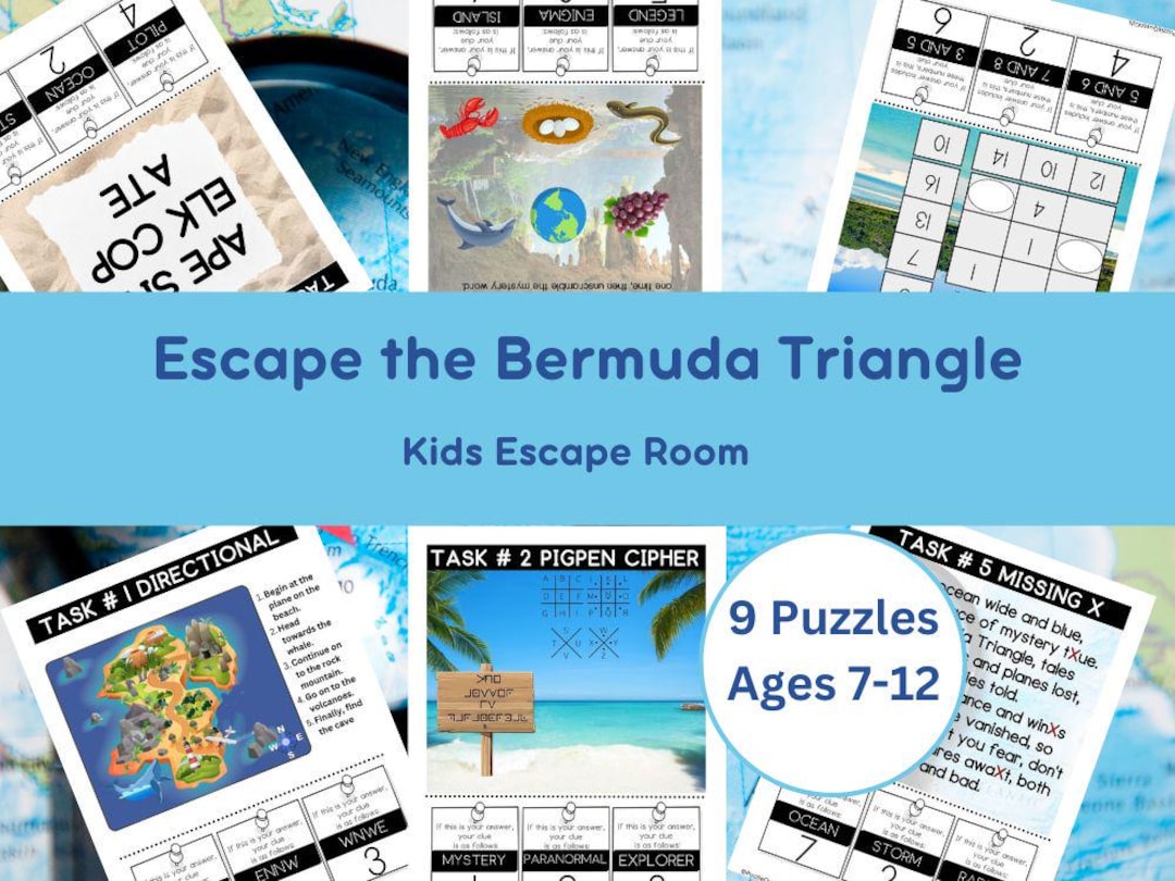 Bermuda Triangle Escape Room Kit: Kids Printable Puzzle Game (ages 7-12 ...
