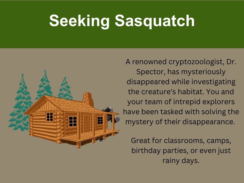 Bigfoot-themed Printable Escape Room for Kids: Seeking Sasquatch - Etsy