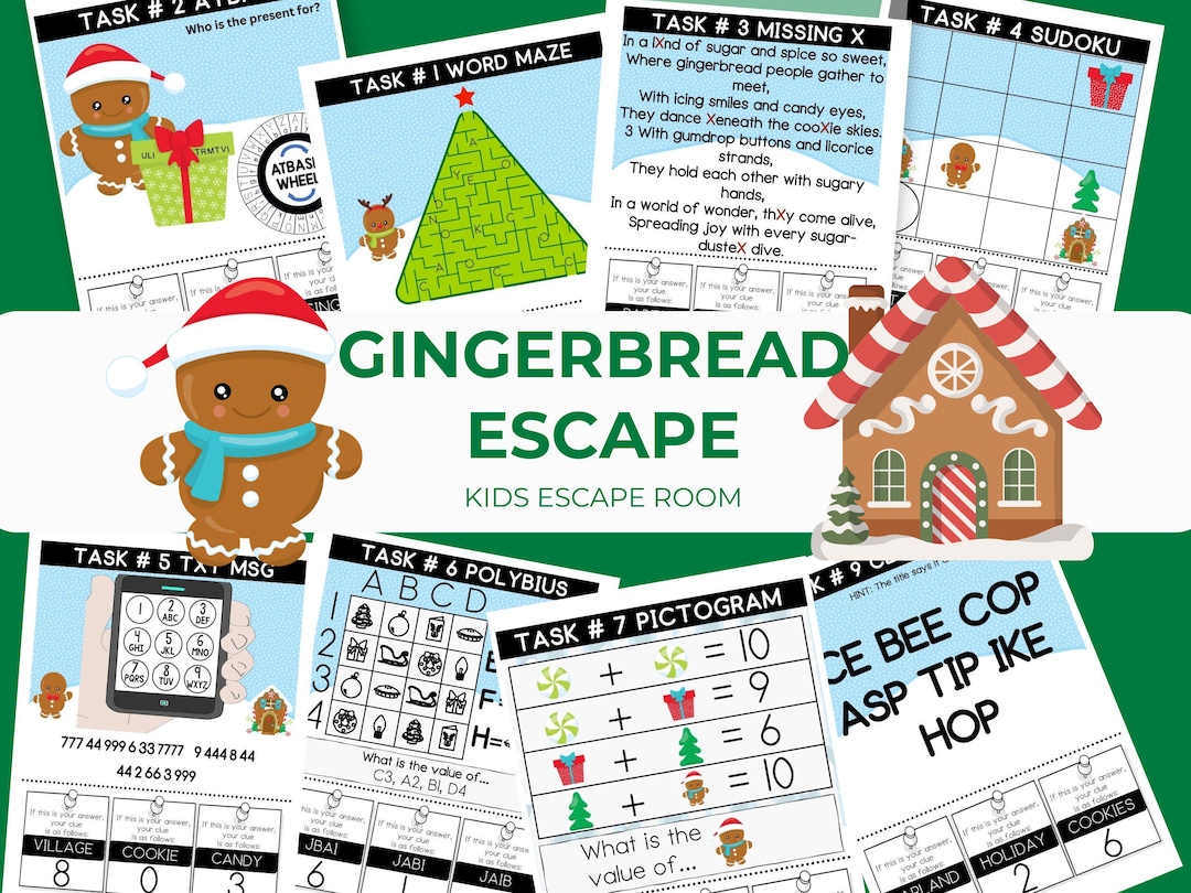Printable Escape Room for Kids - Gingerbread Escape - Ages 7-12 - Etsy
