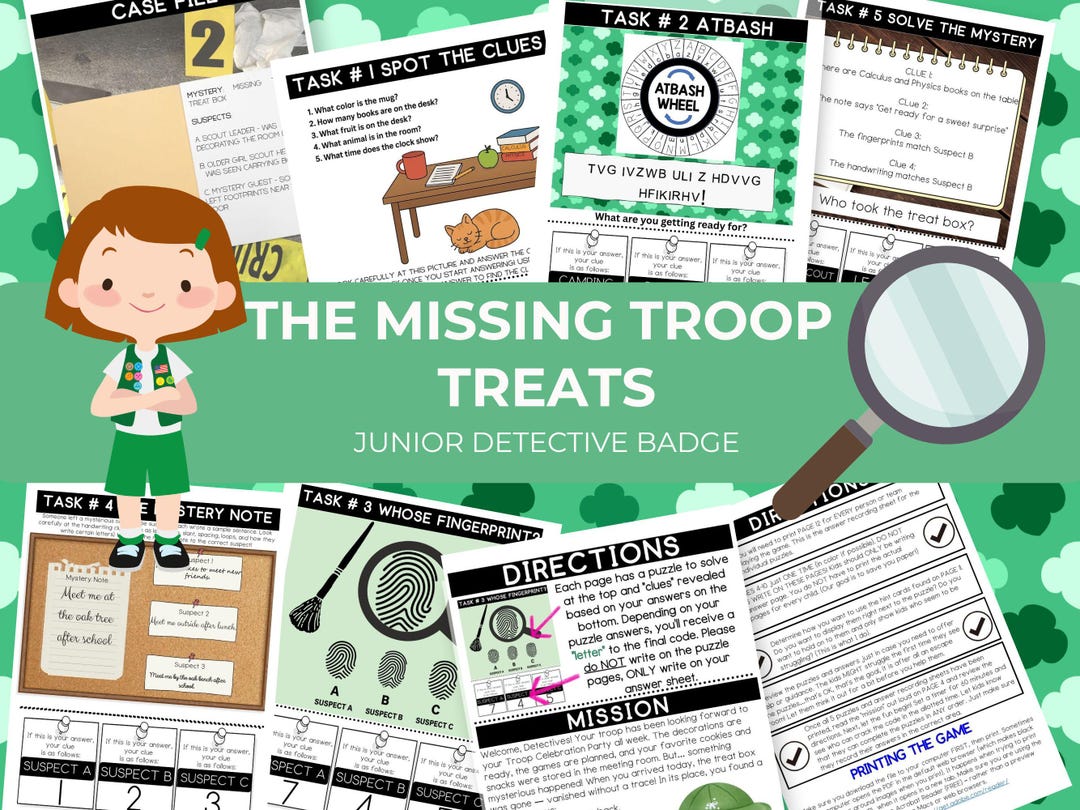 Scout Themed Printable Escape Room for Junior Scouts | Detective Badge ...