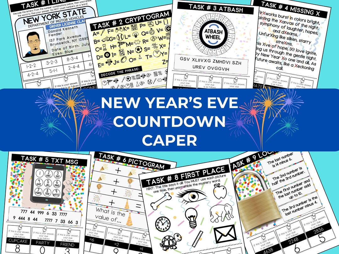 Escape Room for Kids - New Year's Eve Countdown Caper - Ages 7-12 - Etsy