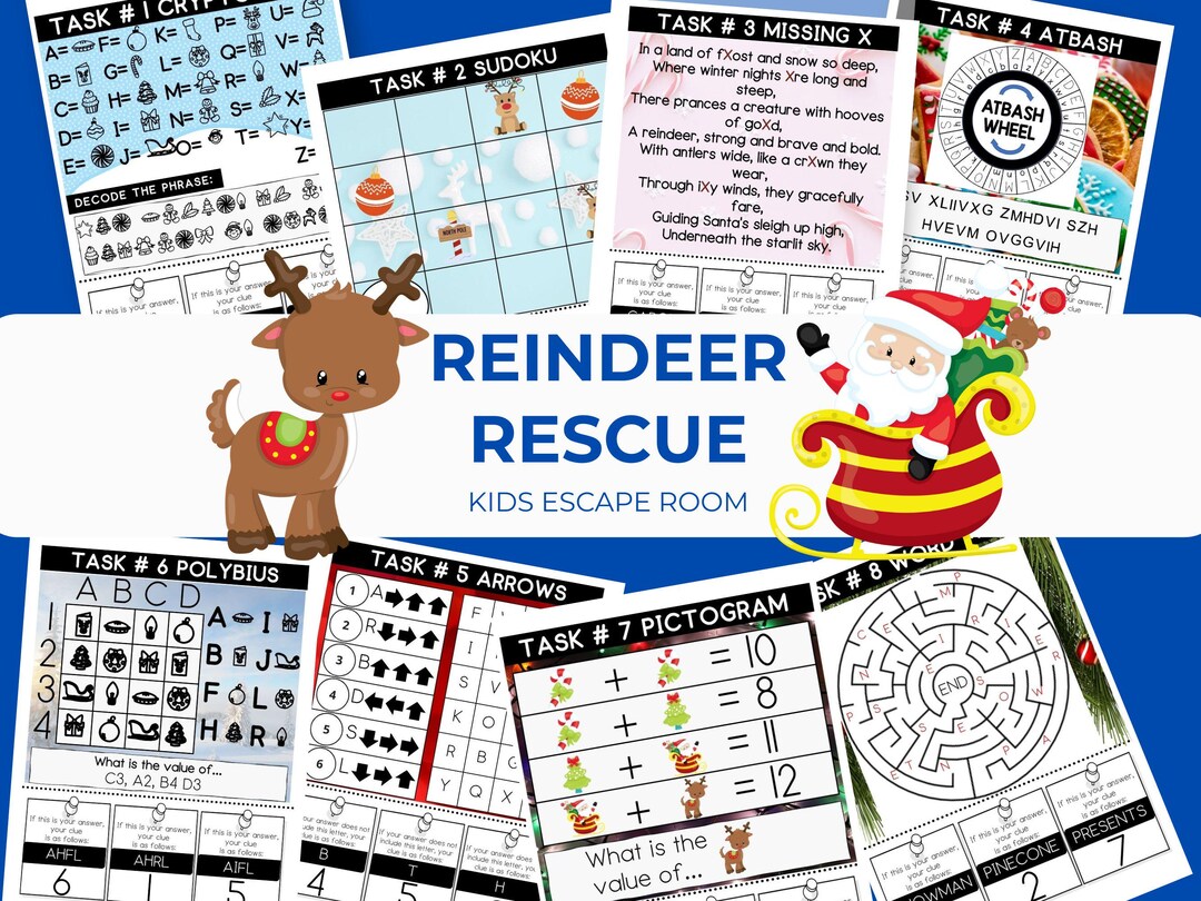 Escape Room for Kids - Reindeer Rescue - Ages 7-12 - Etsy