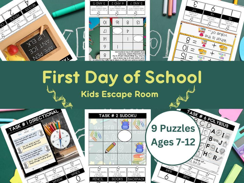Escape Room for Kids - First Day of School Adventure - Kids Escape Room ...