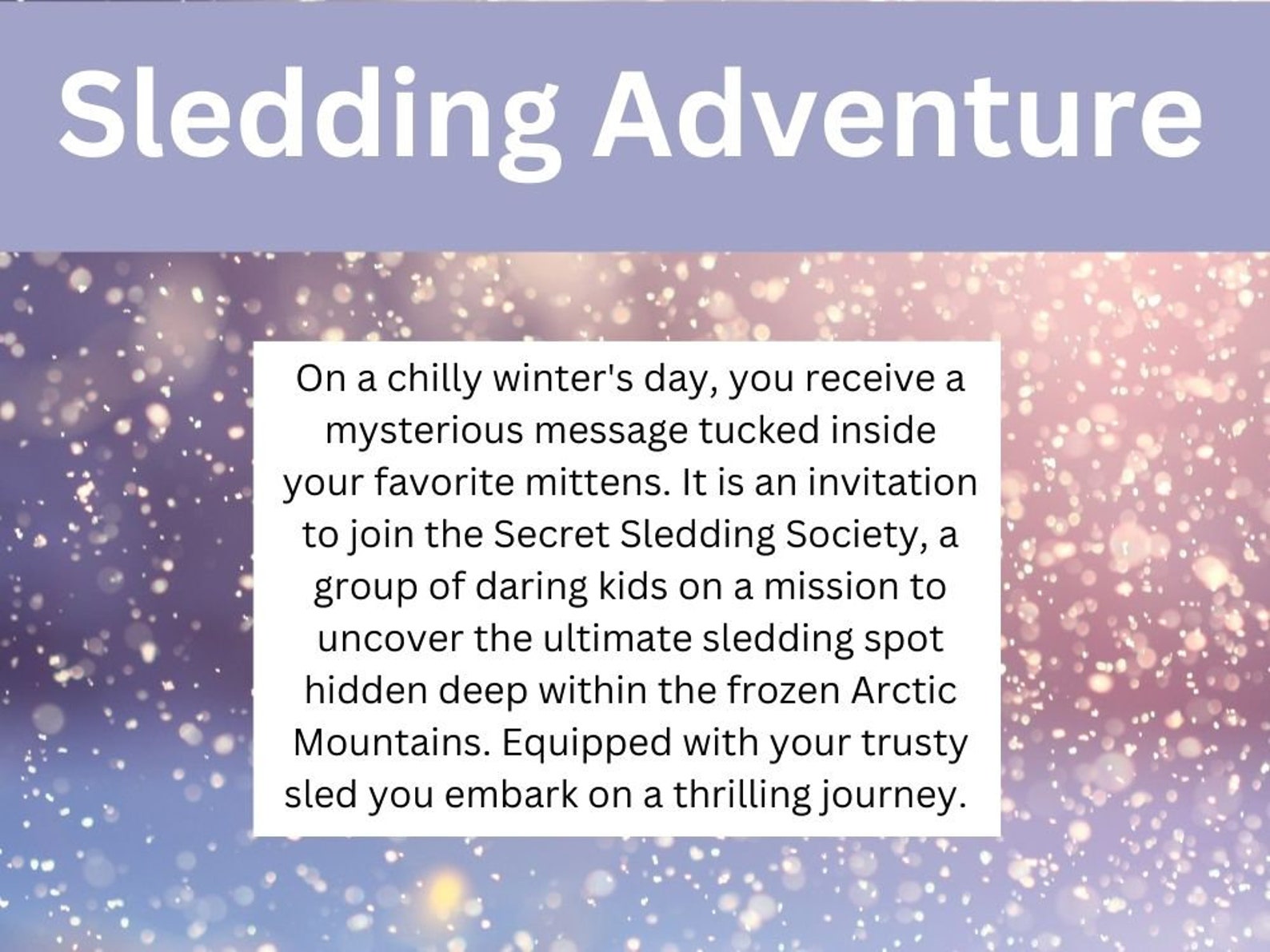 Escape Room for Kids - Sledding Adventure - Winter Escape Room - Ages 7 ...